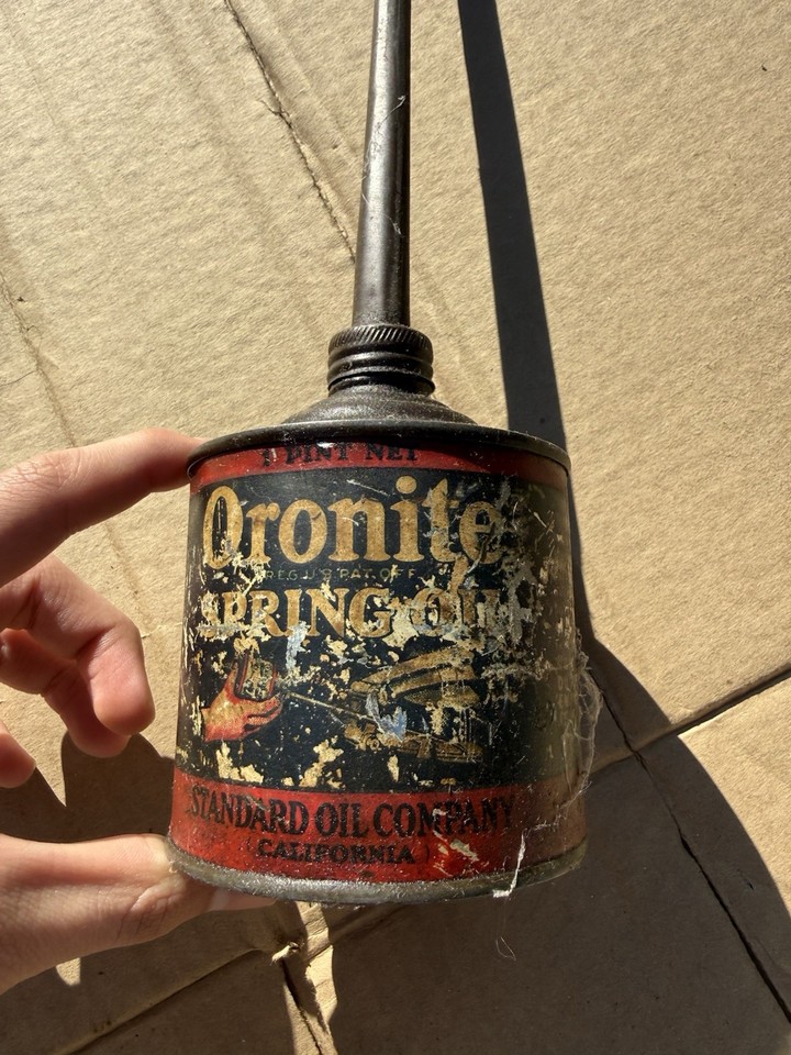 Vintage Oronite Spring Oil Can Oiler Long Spout Standard Oil Company | eBay