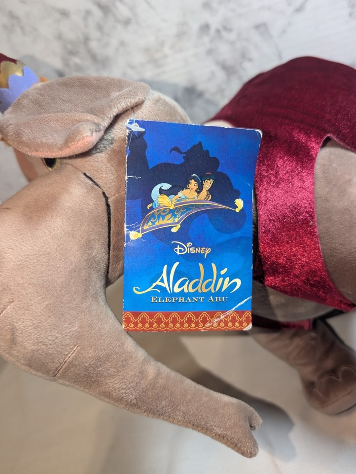 Aladdin Elephant Abu Plush 14" Disney Store Authentic w/ Tags & Monkey ...