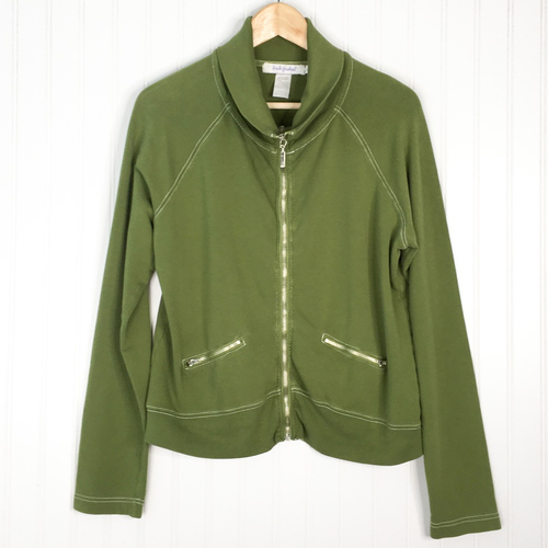 Fresh Produce Womens Jacket Green Long Sleeve Full Zip Pockets Stretch ...