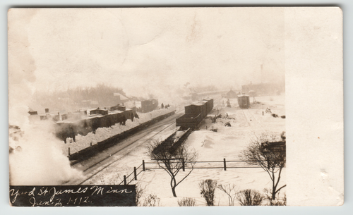 Postcard 1912 RPPC Freight Train Yard in Winter in St. James, MN. | eBay