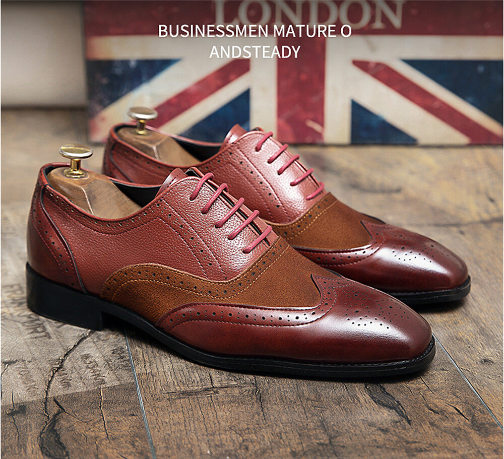 Mens Leather Brogues Smart Casual Lace Up Oxford School Work Office ...