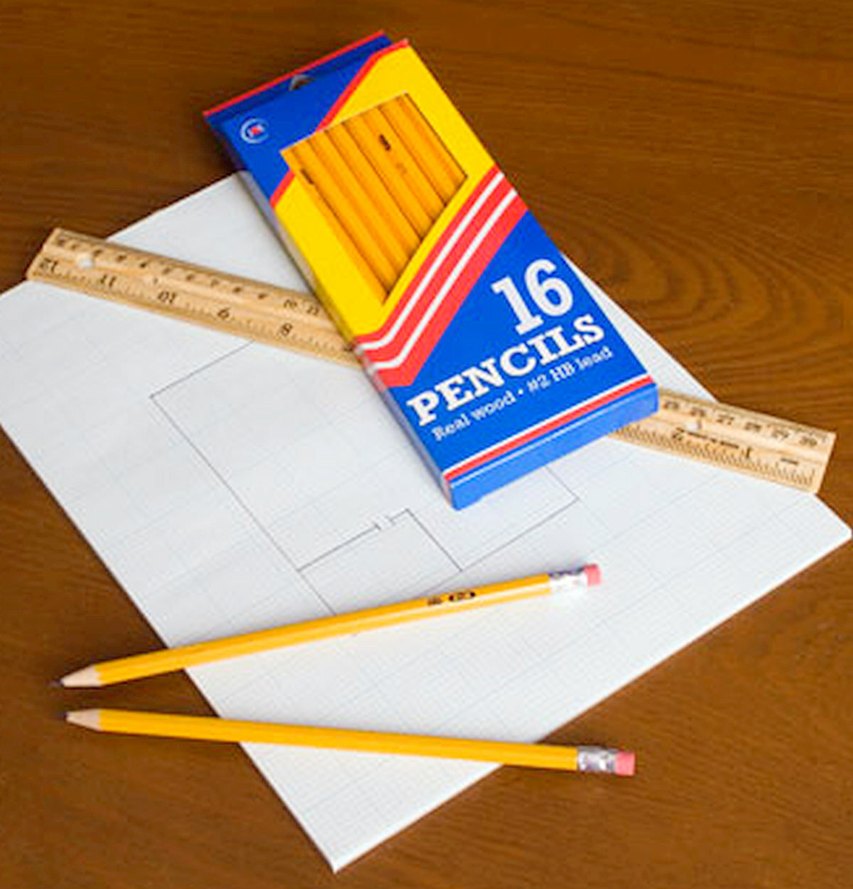 #2 PENCILS Woodcase No. 2 HB hard Black 16 ct Real Wood YELLOW number 2 ...