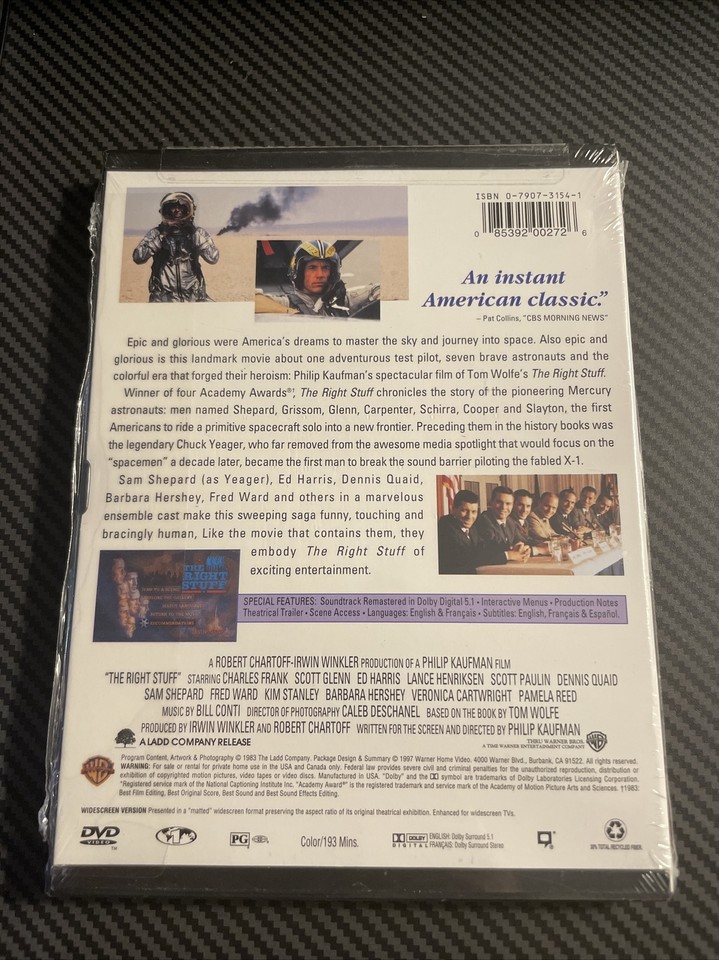 NEW--The Right Stuff (DVD, 1983) GREAT FILM 85392002726| eBay