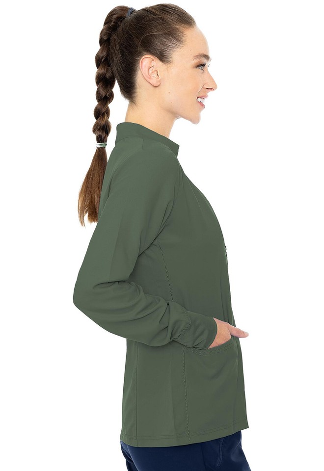 Med Couture Women Scrub Zip Front Warm-Up With Shoulder Yokes MC2660 ...