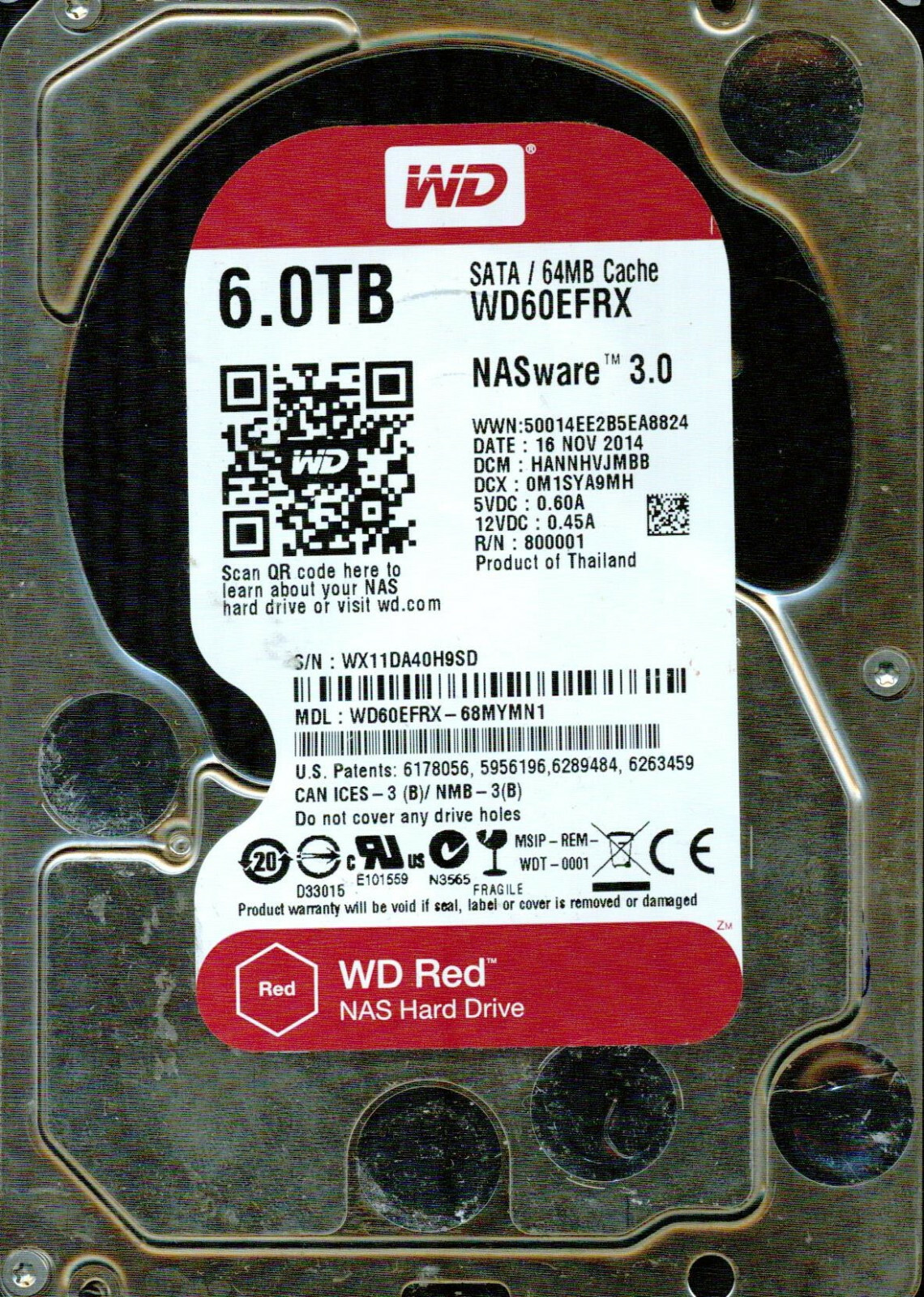 WD60EFRX-68MYMN1, HANNHVJMBB, WESTERN DIGITAL SATA 6TB NOV 2014 WX11 | eBay
