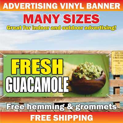 FRESH GUACAMOLE Advertising Banner Vinyl Mesh Sign Mexican Food Tacos ...