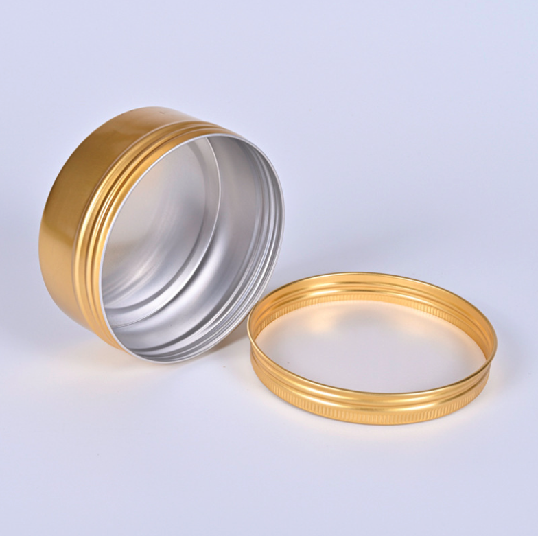 Gold Aluminum Tin Screw Top Lid Round Metal Container,Storage Jar ...