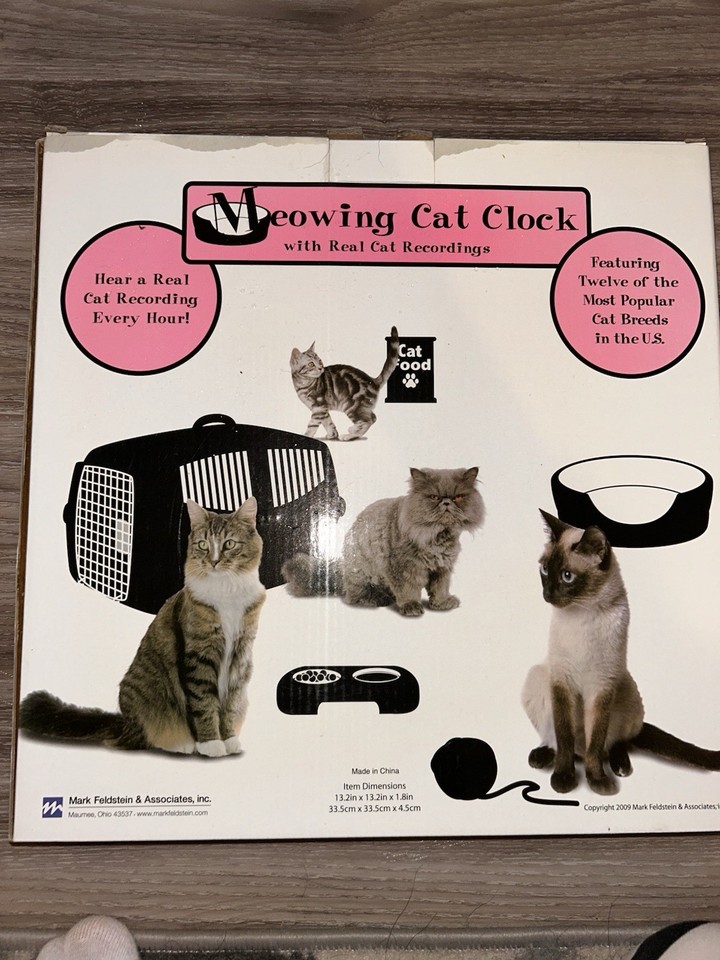 Meowing Cat Clock - Mark Feldstein - Real Cat Recordings Wall Clock ...