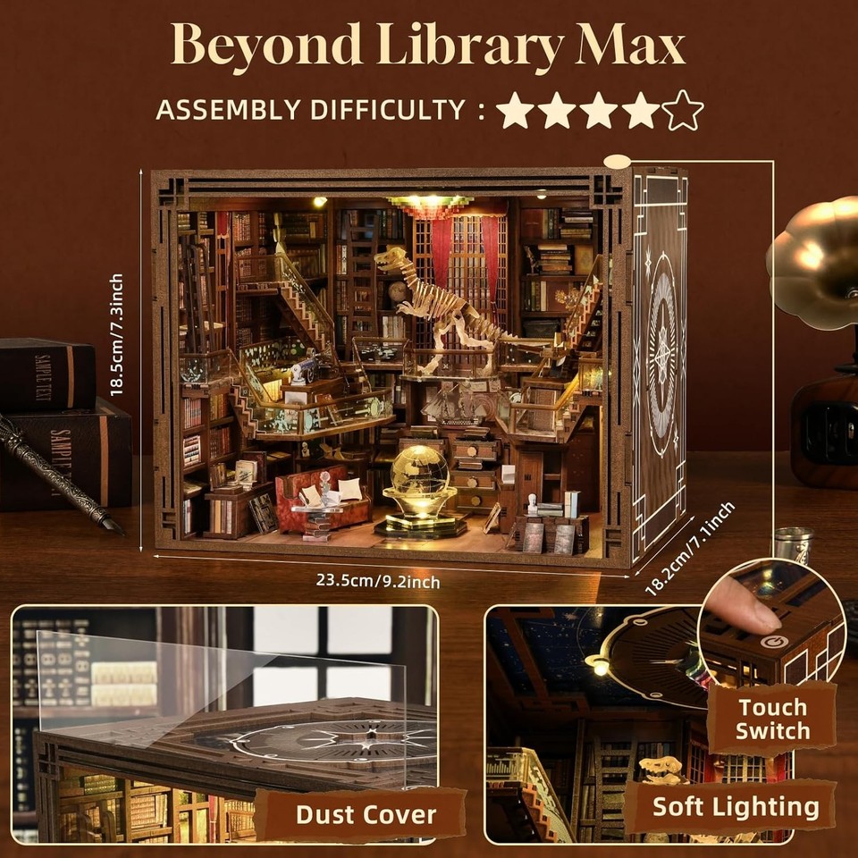 Book Nook Library Kit, DIY Miniature Dollhouse Booknook Kit, 3D Wooden ...
