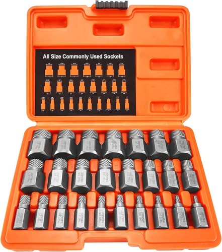 25-Piece Easy Out Screws Bolt Extractor Socket Set Hex Head Rounded ...