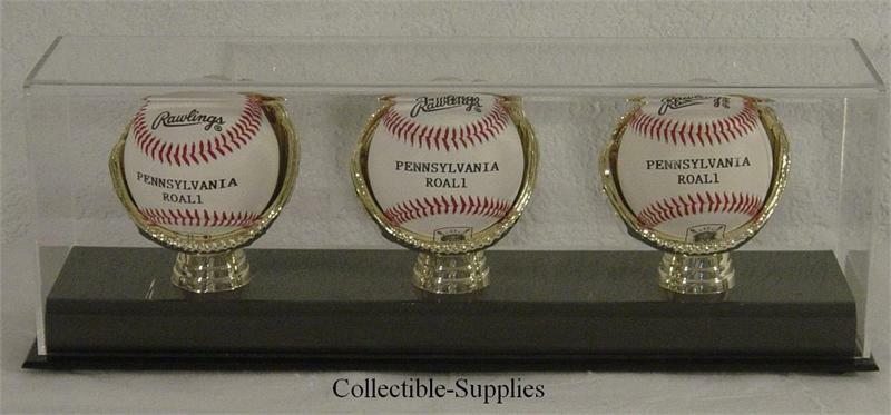 DELUXE ACRYLIC (THREE) TRIPLE BASEBALL with GOLD GLOVES DISPLAY CASE | eBay