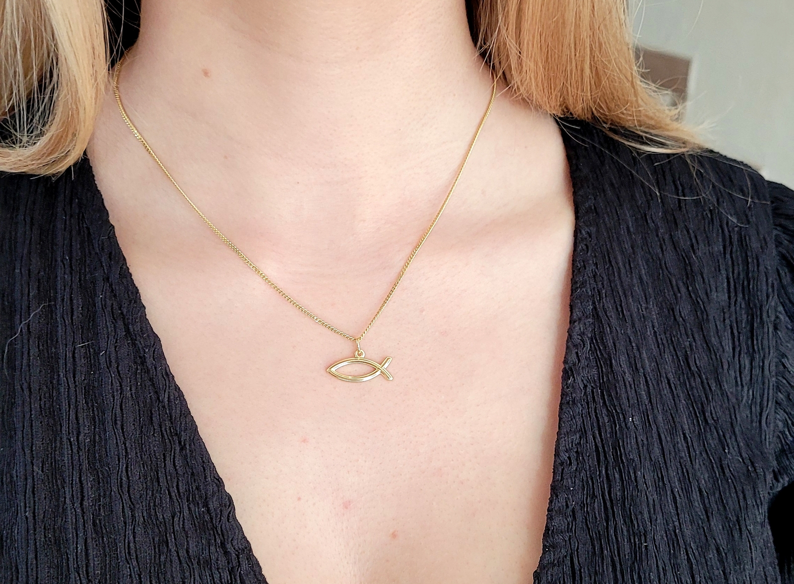 Anhänger Ichthys Gold 333 8 Karat Gelbgold christlicher Fisch ...