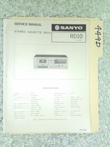 Sanyo rd-10 service manual original repair book stereo tape deck player ...