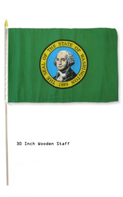 12x18 Wholesale Lot 6 State of Washington Stick Flag 30" wood staff ...