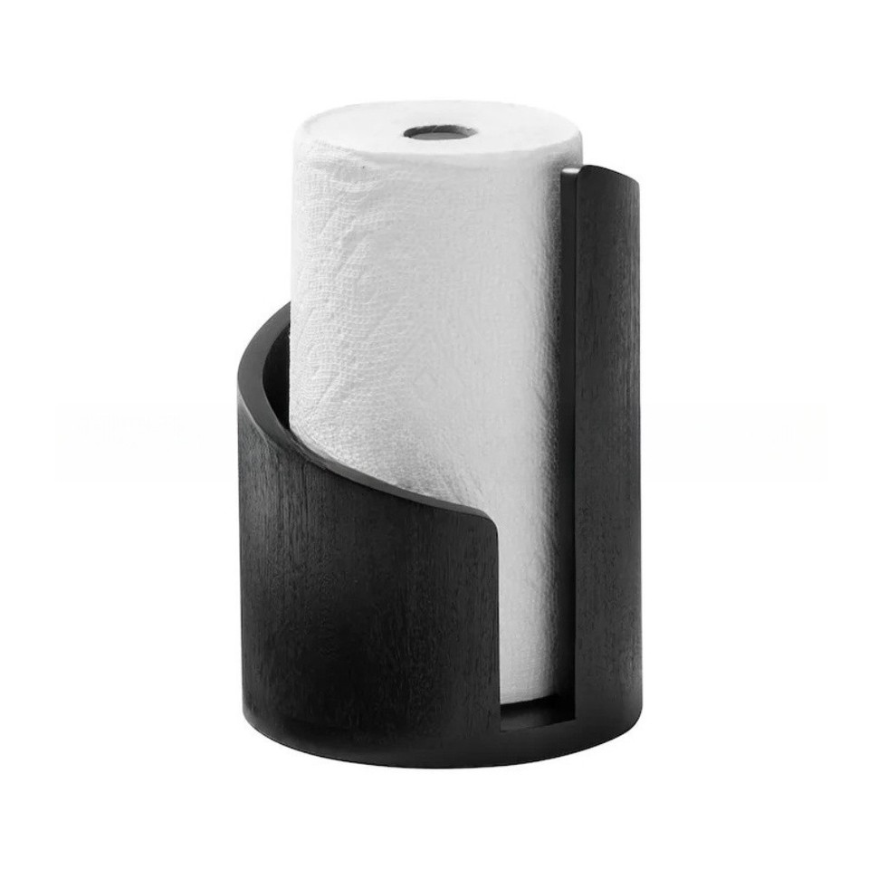 Kitchen Paper Towel Holder with Wooden Round Base and Metal Rod for ...