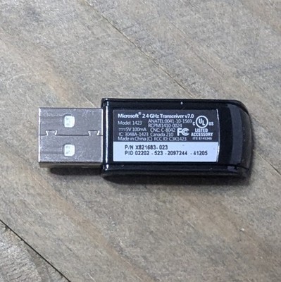 Microsoft 2.4Ghz Black Dongle Transceiver v7.0 Model 1423 OEM Genuine ...