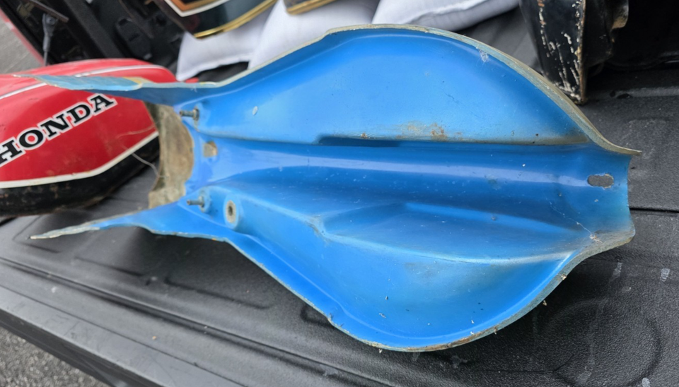 NOS VINTAGE BULTACO ALPINA MOTORCYCLE GAS TANK FIBERGLASS BLUE SILVER ...