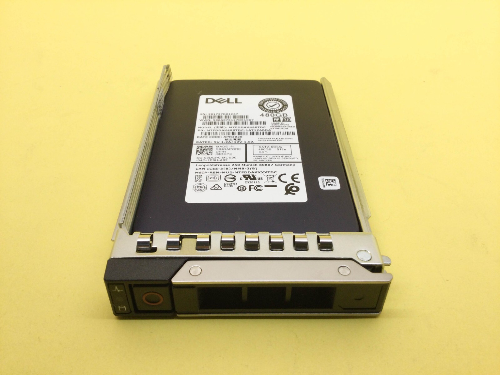 3DCP0 Dell 480GB SATA 6Gb/s Read Intensive 512e 2.5 SSD 03DCP0 ...