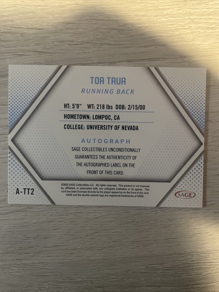 2023 Sage - Silver Auto - Autograph - Toa Taua Nevada Wolfpack A-TT2 | eBay