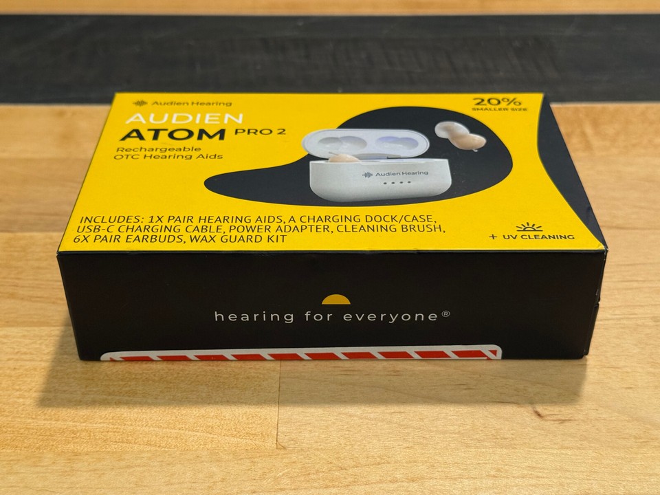 Audien ATOM PRO 2 Wireless Rechargeable OTC Hearing Aids Small Size UV Cleaning | eBay