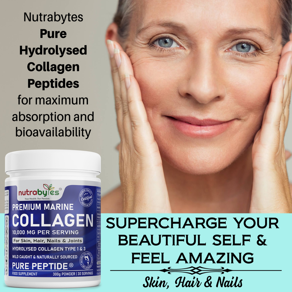 Hydrolysed Marine Collagen Powder - 10,000mg - Pure Peptides Powder (30 ...