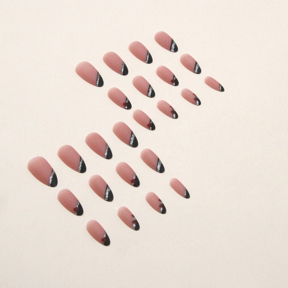 Tips Frosting Fake Nials Simple French Long Almond Beveled Edge False ...