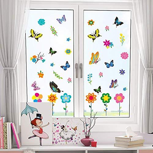 Large Size Flower Window Stickers Butterfly Window Clings Window Decals ...