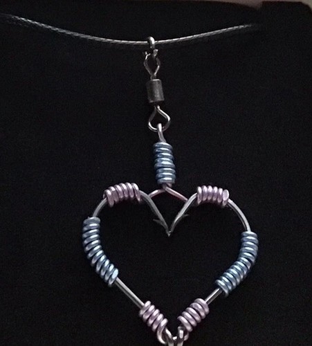 HANDMADE Real Fish Hook Necklace Fish Hook Heart Pendant Wire Wrapped ...