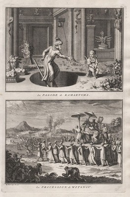 India Hinduism Vishnu Ritual Ceremony Asian Inde Copperplate Engraving ...