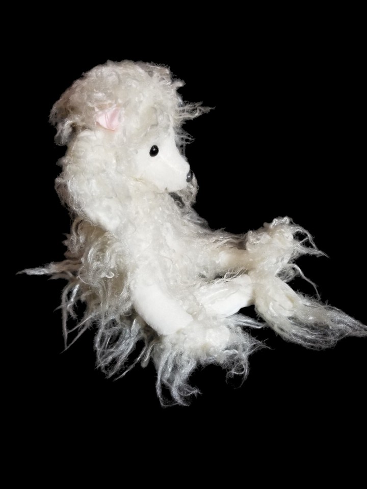 Candide Poodle Russ Realistic Look Plush big floppy white dog pink bows ...
