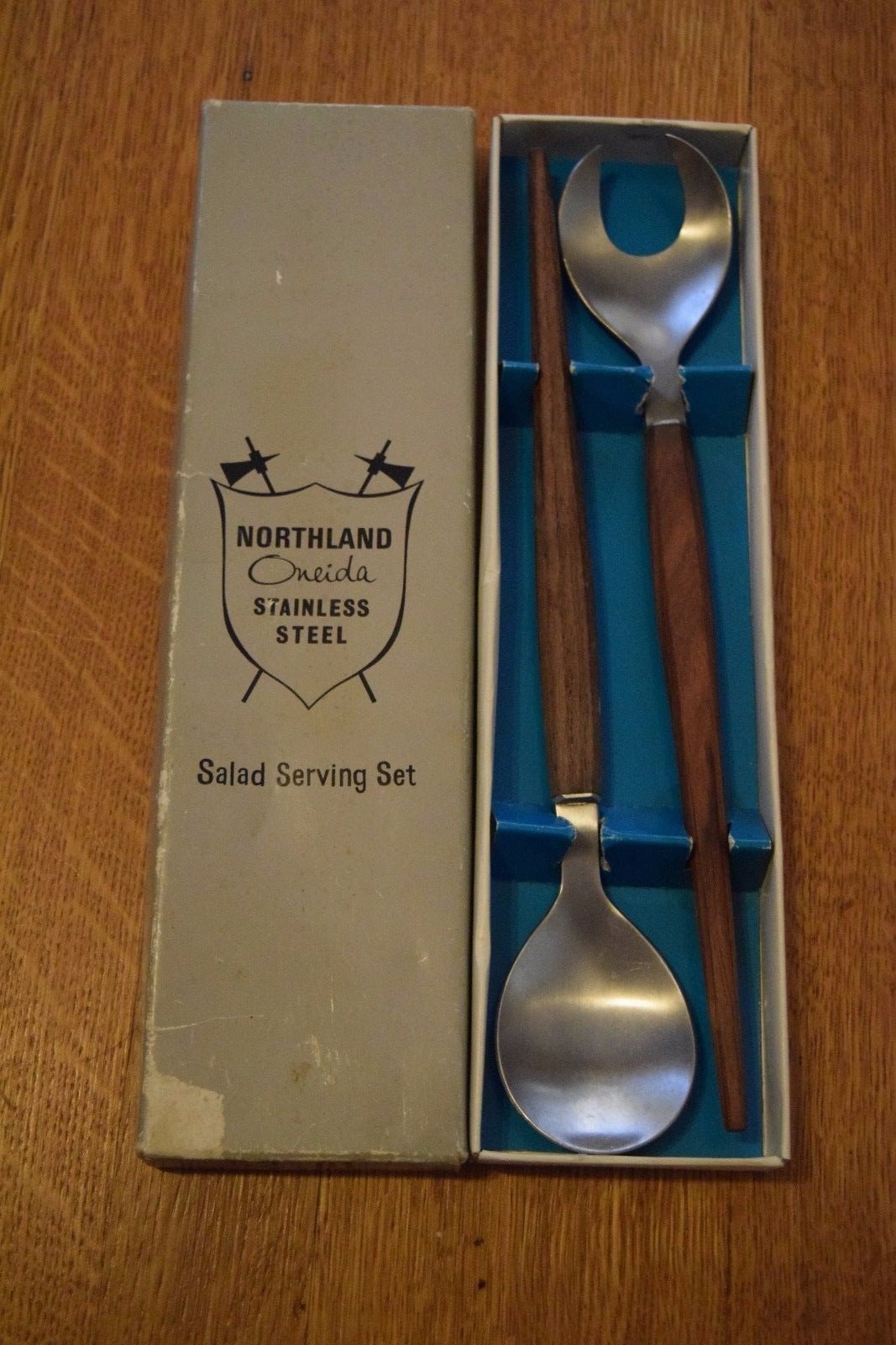 Vintage Canoe Muffin Oneida Northland Stainless Steel Salad Serving Set ...