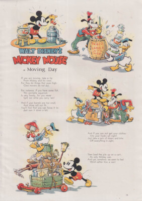 Walt Disney's Mickey Mouse page Moving Day 1936 GH Donald Duck Pluto ...