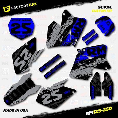Gray & Blue Racing Graphics Kit fits 01-08 Suzuki RM125 RM250 RM 125 ...