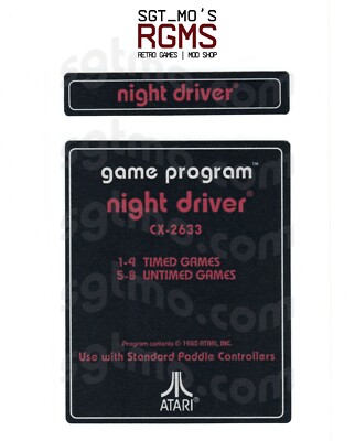 Atari 2600 Replacement Text Style Label - Night Driver | eBay