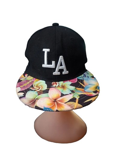 LA Los Angeles Small Snapback Cap Hat Floral / Black Youth Pre Owned | eBay