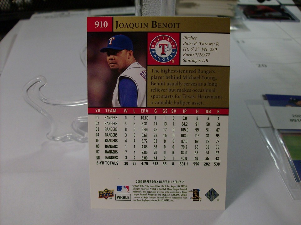 2009 Upper Deck Baseball #910 - Joaquin Benoit - Texas Rangers 09-209 ...