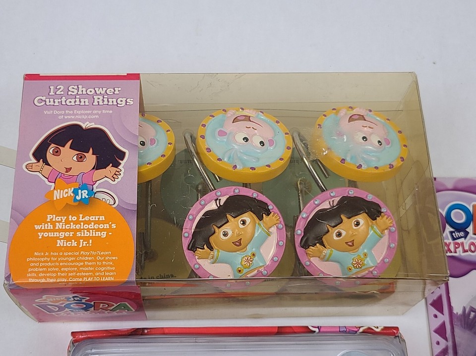 Dora the Explorer Kids Bathroom Decor Shower Curtain Hooks Rings Tap ...