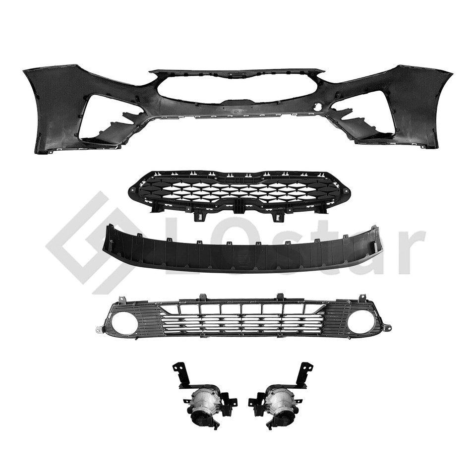 2019-2021 Kia Forte Complete Front Bumper Grille Set W/ Fog Lamp ...