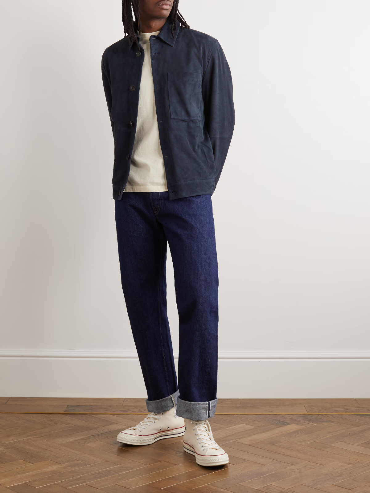 Mens Navy Blue Shirt Jacket Pure Suede Custom Made Size XS S M L XL 2XL ...