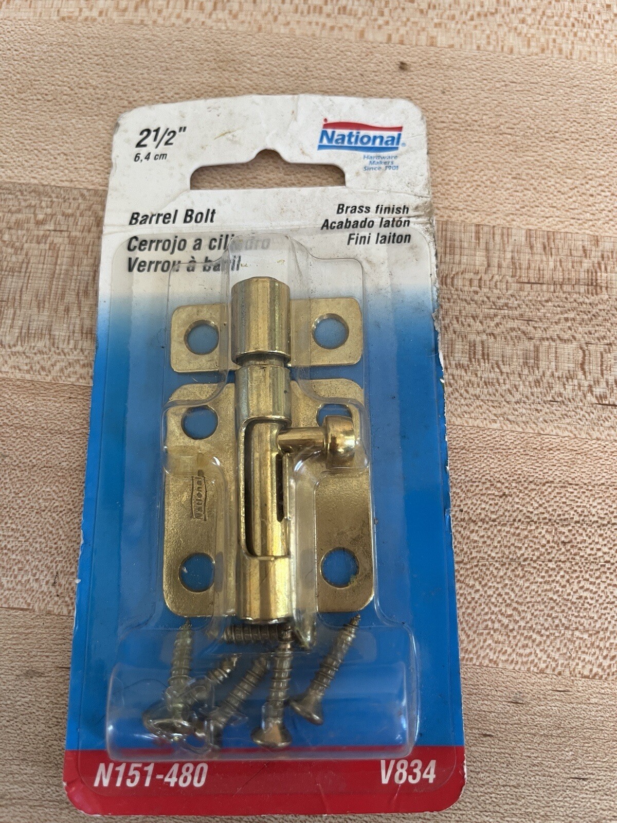 National Hardware Barrel Bolt Brass Finish 2-1/2" N151-480 V834.Pre ...
