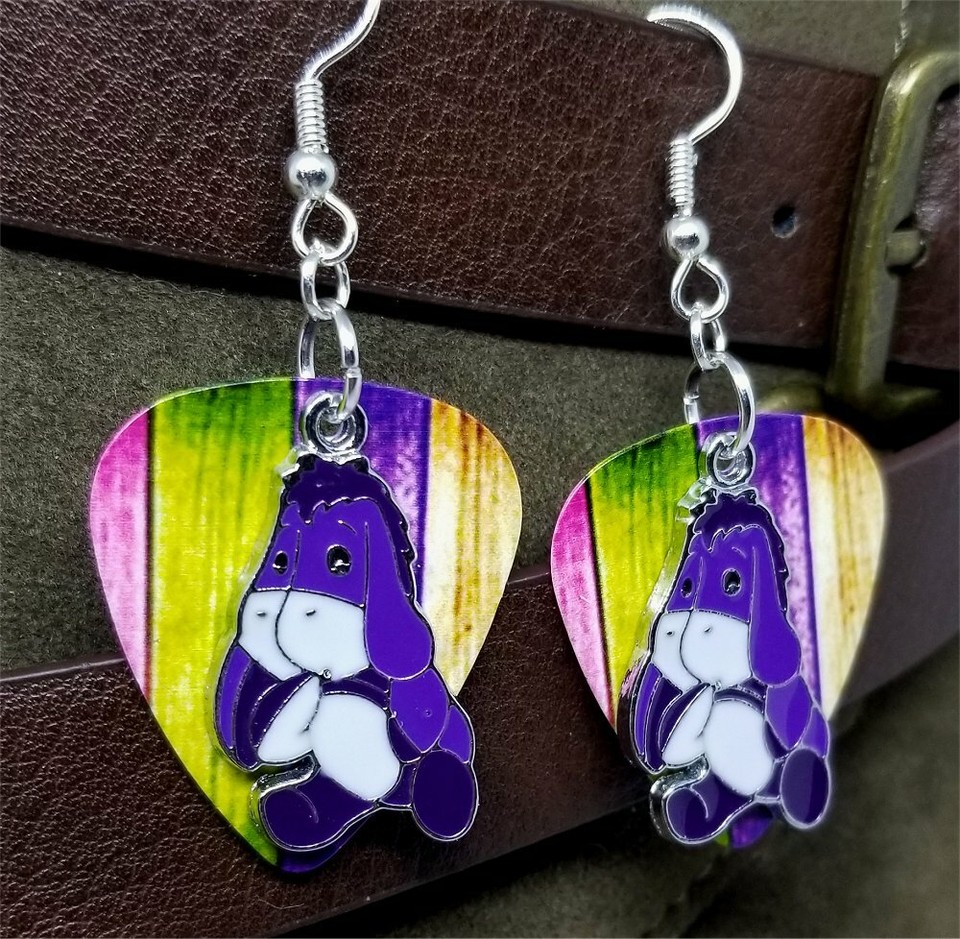 Eeyore Charm Guitar Pick Earrings - Pick Your Color | eBay