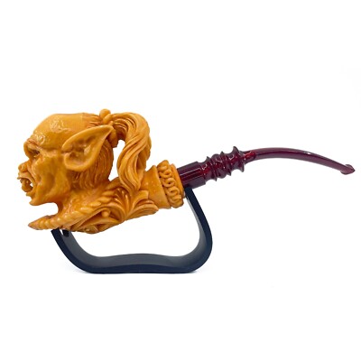 S.Yanik Meerschaum Pipe Hand Carved Demon Smoking Pipe, Tobacco Pipe | eBay