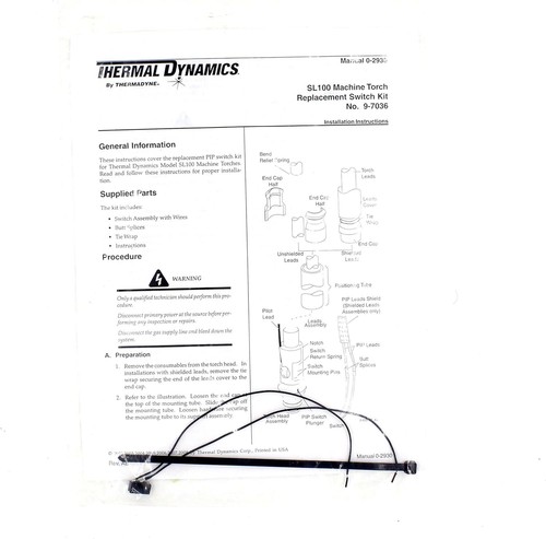 Thermal Dynamics SL60 SL100 Plasma Torch 9-7036 Switch Kits Original ...
