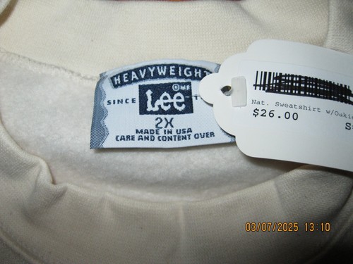 NWT Vintage 90s Lee Heavyweight IVORY Crewneck Sweatshirt Made In USA ...