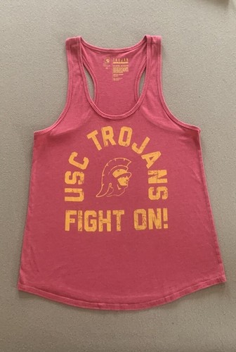 USC Women Trojans Tank Top Shirt “Fight On” Medium M Cardinal Red Gold ...