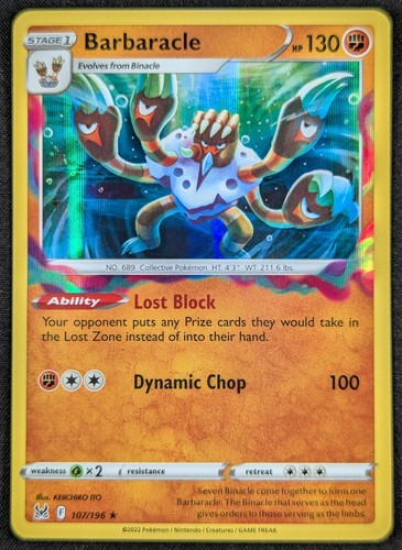 Barbaracle 2022 Lost Origin Holo Rare Pokemon Card 107/196 (NM) | eBay