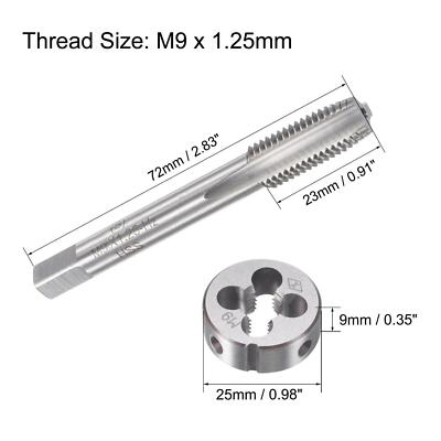 M9 x 1.25mm Metric Tap and Die Set HSS Machine Thread Tap with Round ...