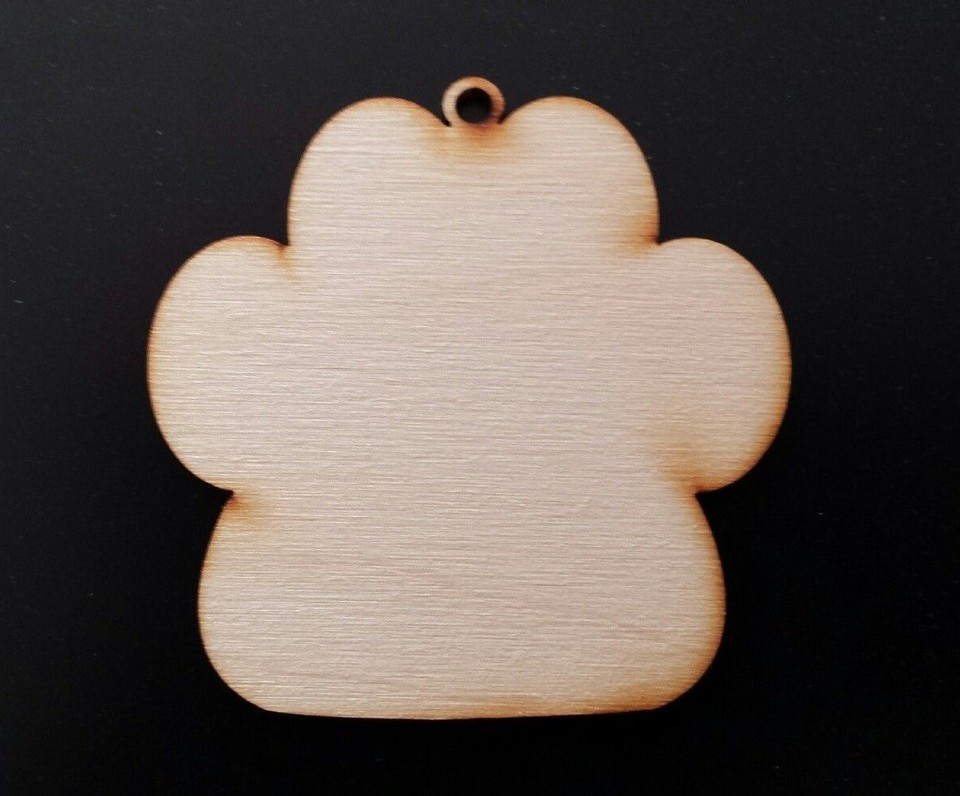 (100) 4" x 2" Wood Dog Bone With Loop & (100) 3.5" x 3.5" Dog Paw WIth ...