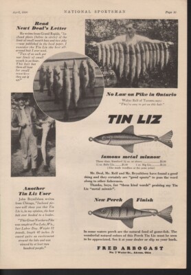 1930 FRED ARBOGAST FISH LURE BAIT OUTDOOR SPORT MINNOW AKRON PERCH PIKE ...