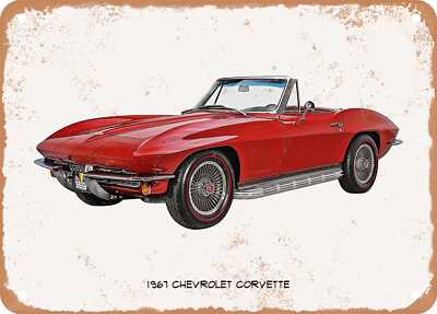 Classic Car Art - 1967 Chevrolet Corvette Oil Painting - Rusty Look ...